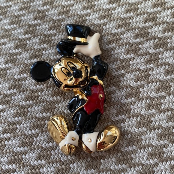 Napier | Jewelry | Napier Mickey Mouse With Top Hat Brooch Gold Tone ...
